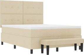 Postel s boxspringem s čelo Krémová 140 x 200 cm textil 3344077