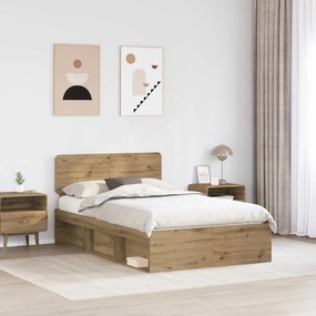 Rám postele Umělecký dub 120 x 200 cm Masivní borové dřevo 3412104