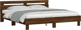 Rám postele s čelem hnědý dub 200 x 200 cm kompozitní dřevo 3207398