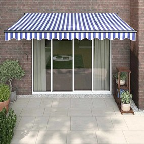 Zatahovací markýza modrá a bílá 3 x 2,5 m textil a hliník 3154446