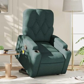 Zvedací masážní polohovací křeslo tmavě zelené textil 3204728