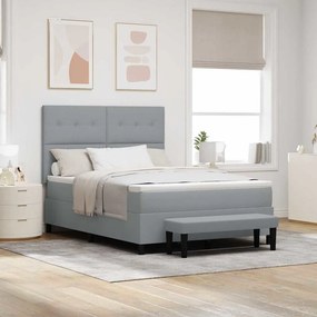 Postel s boxspringem s čelo Světle šedá 160 x 200 cm textil 3344079