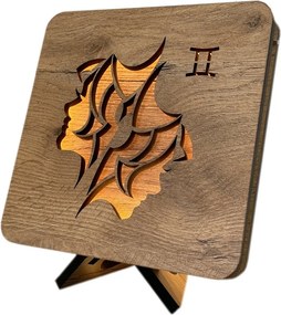 Li-Go Znamení "Blíženci" lampa 19x19 cm provedení povrchu: dub