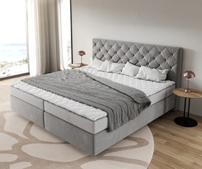 DELIFE Boxspring postel Dream-Great mikrovlákno šedá 200x200 cm Bonell matrace PU topper