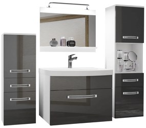 Koupelnový nábytek Belini Premium Full Version šedý lesk
+ umyvadlo + zrcadlo + LED osvětlení Glamour 83