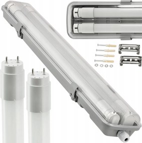 BERGE Hermetické LED svítidlo 120 cm + 2x LED trubice 18W - neutrální bílá