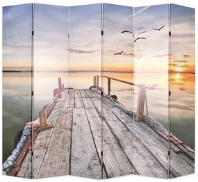 Skládací paraván 228x170 cm jezero 245884