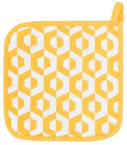 Sada 2 žlutých bavlněných chňapek Tiseco Home Studio Hexagon