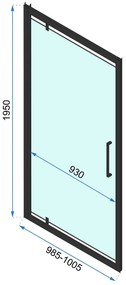 3-stěnný čtvercový sprchový kout REA RAPID SWING 100/dveře x 100/pevná stěna cm, černý