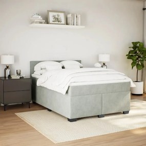 Box spring postel s matrací světle šedá 160x200 cm samet 3288654