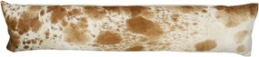 Bílo-hnědý kožený dlouhý polštář z hovězí kůže Cow brown - 90*20*10cm