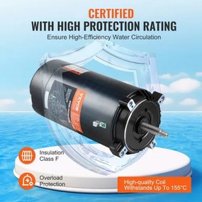 1,12 kW motor bazénového čerpadla 115/230 V 13,6/6,8 A 56J 3450RPM 90μF/250 V