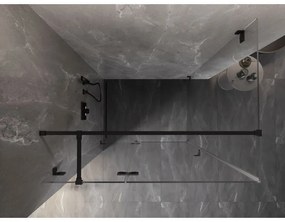 Mexen Lunar T, sklápěcí sprchový kout levý 110 x 70 cm, 8mm čiré sklo, černý profil, 834T-110-070-70-00-L