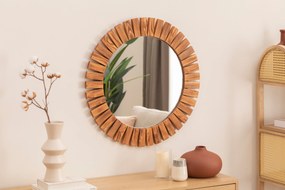 Dekorativní kulaté nástěnné zrcadlo DFN Wood, 80X80