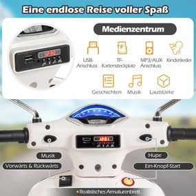 Costway Dětská motorka VESPA s LED světlometem a klaksonem elektrická dětská