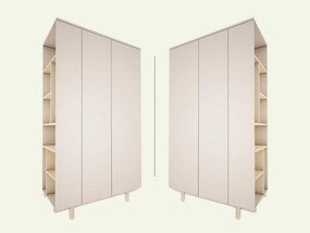 Designová šatní skříň s otevřeným regálem BASIC kašmírová