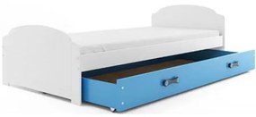 Dětská postel LILI s úložným prostorem 90x200 cm -  bílá Modrá