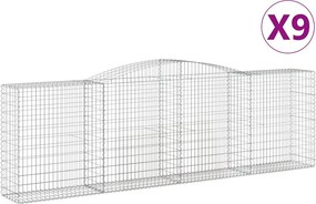 Klenuté gabionové koše 9 ks 400x50x120/140cm pozinkované železo 3147016