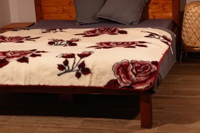 Wooline Vlněná přikrývka oboustranná 135x200 cm, červená růže