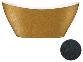 Besco Volně stojící vana z litého mramoru Viya Glam 160x70 (170x71) Barva: Bílá/zlatá, Rozměry (cm): 158x70,5, Typ a barva výpustě: Click-Clack, chrom
