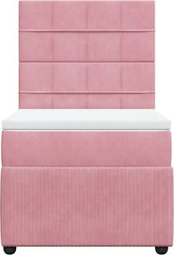 Box spring postel s matrací růžová 80 x 200 cm samet 3294495