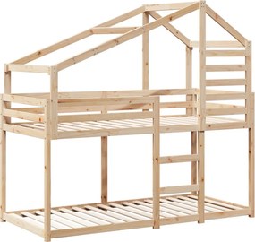 Patrová postel bez matrace 90 x 200 cm masivní borové dřevo 3281961