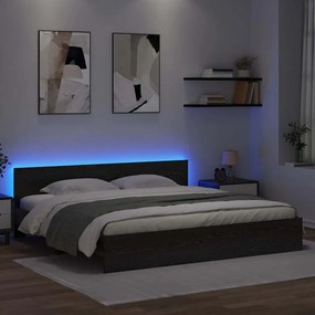 Rám postele s LED pásky Černý dub 200 x 200 cm Kompozitní dřevo 3403603