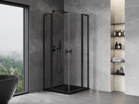 Mexen, Mexen Mist L Duo výklopný sprchový kout 105 x 105 cm, průhledný, černý - 8A4L-105-105-70-00