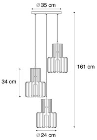 Retro závěsné svítidlo černé s oranžovou 3-světla - Felt