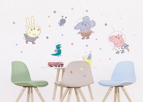 Dětská samolepka na zeď Prasátko Peppa Výlet na Měsíc | 42.5 x 65 cm | DDK1651