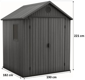 KETER DARWIN 6 x 6 zahradní domek, 190 x 182 x 221 cm, šedý 17210353