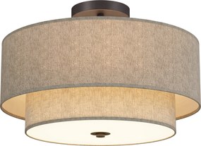 HOMCOM Stropní lampa, závěsná lampa s dvojitým stínidlem v lněném vzhledu, taupe