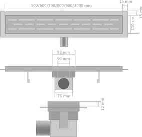 vidaXL Sprchový odtokový žlab rovný 2 ks 930 x 140 mm nerezová ocel [275951]