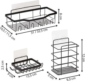 Poličky do koupelny 5 ks SPRINGOS HA7543 černé