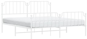 Kovový rám postele s hlavovým a nožním čelem bílý 183 x 213 cm,  373959