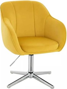 LuxuryForm DESIGN Otočná židle AVOLA VELUR na stříbrném kříži - žlutá