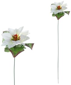 Květina umělá. Poinsécie, vánoční růže , barva bílá - jednohlavá - UK-0028