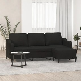 3místná pohovka s podnožkou černá 180 cm textil 3201139