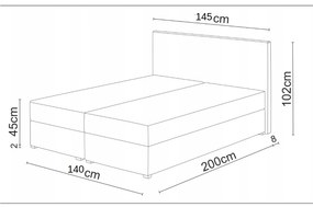 Manželská postel Boxspring 140 cm Lilac (vzor + černá) (s matrací a úložným prostorem). 1046644