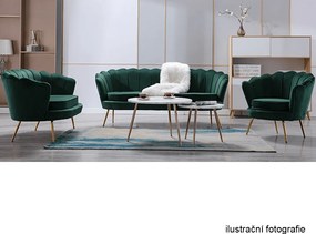 Křeslo ve stylu Art-deco, smaragdová Velvet látka / gold chrom-zlatý, NOBLIN