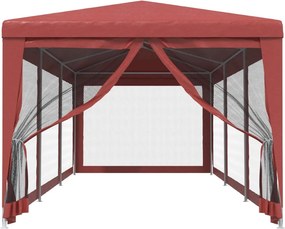 Party stan s 8 síťovanými bočnicemi červený 3 x 9 m HDPE 319245