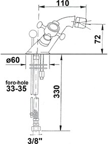 Reitano Rubinetteria ANTEA stojánková bidetová retro baterie s výpustí, chrom 3181