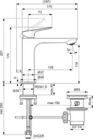Ideal Standard - Umyvadlová baterie s výpustí, chrom