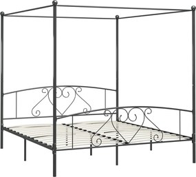 vidaXL Marketos Rám postele s nebesy šedý kovový 200 x 200 cm