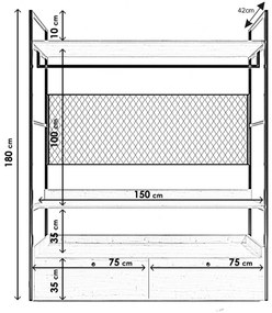 KALUNE DESIGN Otevřená šatní skříň FILELI 285LCV1154
