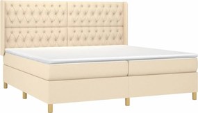 Box spring postel s matrací krémová 200x200 cm textil 3132262