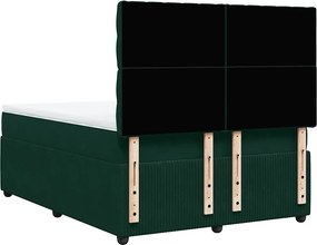 Box spring postel s matrací tmavě zelená 140x200 cm samet 3292367