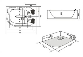 BPS-koupelny Hydromasážní vana HYD-CA631LH 180x120 LEVÁ s ohřevem vody