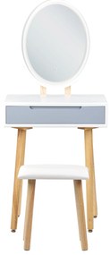 Toaletní stolek se zásuvkou a LED zrcadlem bílý/šedý VESOUL Beliani