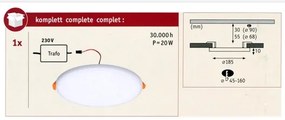 Paulmann 92392 - LED/17,5W IP44 Koupelnové podhledové svítidlo VARIFIT 230V